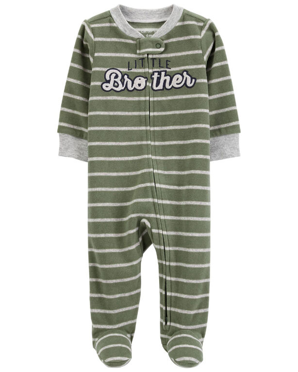 Carter's Little Brother Zip Up Fleece Sleep And Play Green 9M | Babies ...