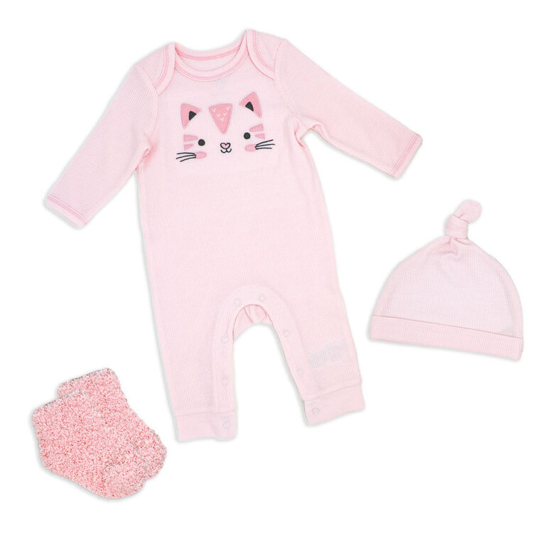 Sterling Baby 3 Piece Waffle Coverall Set:Pink Kitty 6M | Babies R Us ...