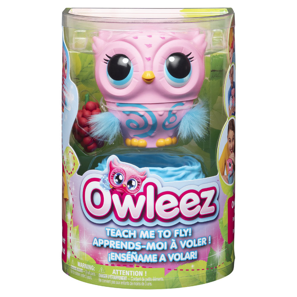 Owleez Flying Baby Owl Interactive Toy with Lights and Sounds Pink
