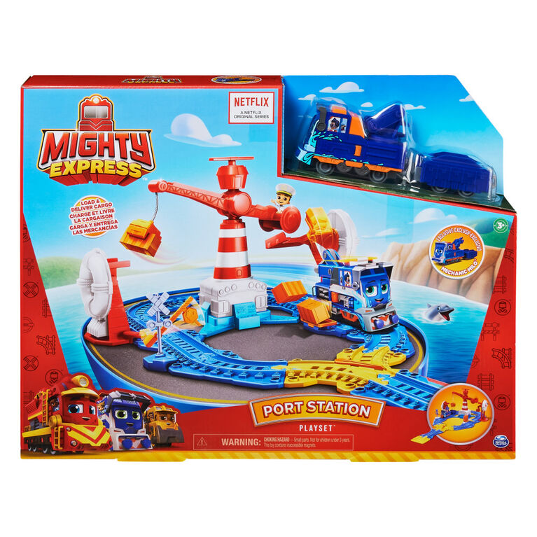 Mighty Express, Port Station Playset with Exclusive Mechanic Milo Toy ...
