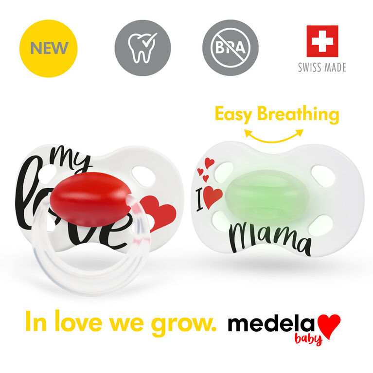 Medela Baby new DAY & NIGHT Pacifier, 24-hour set with glow in the dark ...