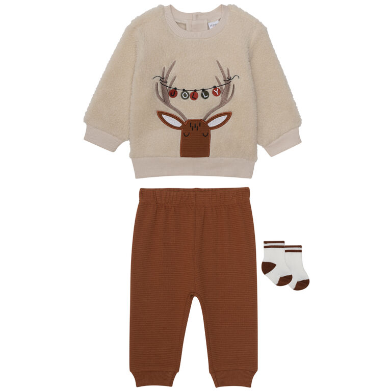 PL Baby unisex 2 piece sherpa set reindeer | Babies R Us Canada