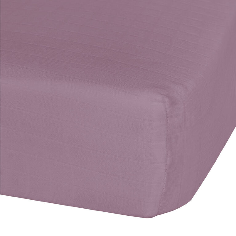 Perlimpinpin-Drap contour en mousseline-Prune | Babies R Us Canada