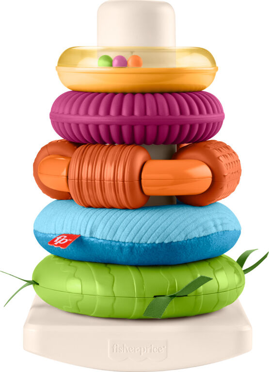 Fisher-Price - Sensory Rock-A-Stack Roly-Poly Stacking Toy with Fine ...