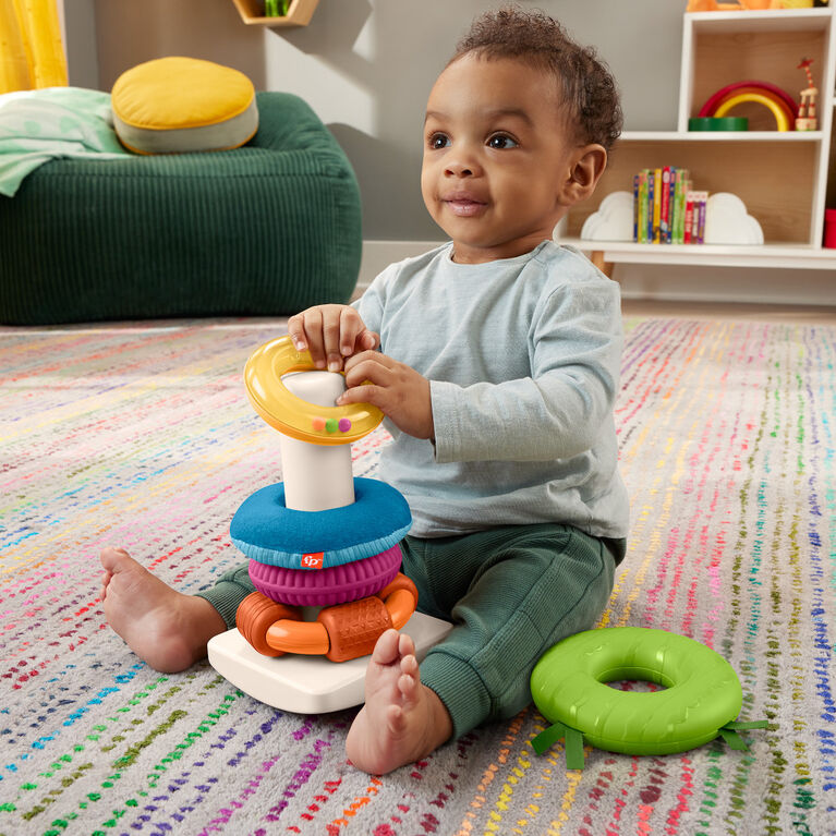 Fisher-Price - Sensory Rock-A-Stack Roly-Poly Stacking Toy with Fine ...