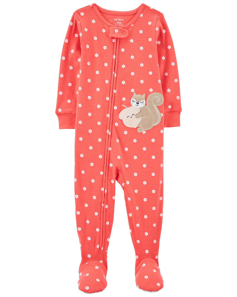 Carter's One Piece Squirrel 100% Snug Fit Cotton Footie PJs Orange ...