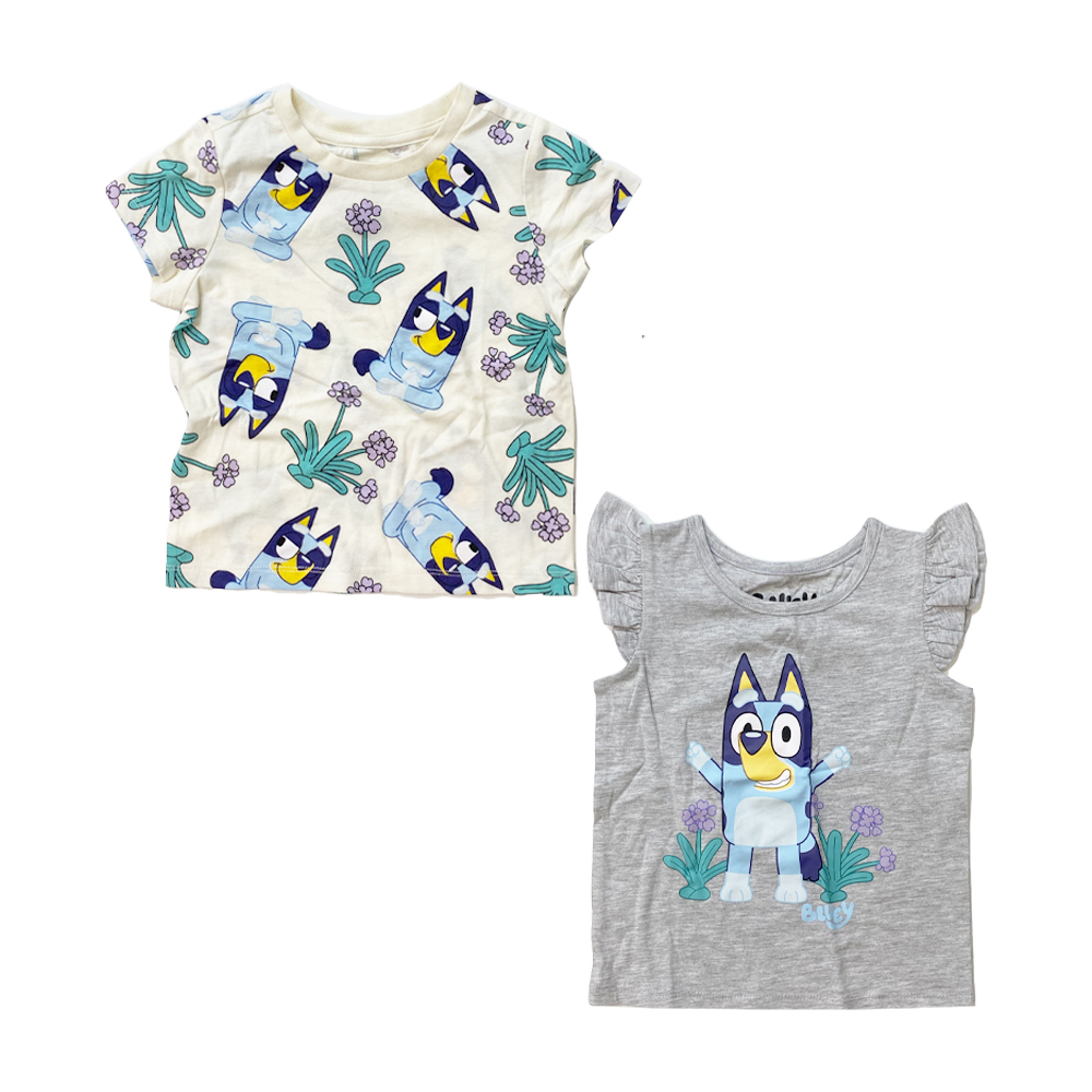 Bluey Ensemble de deux t-shirts mode Gris Chiné/Blanc | Toys R Us Canada