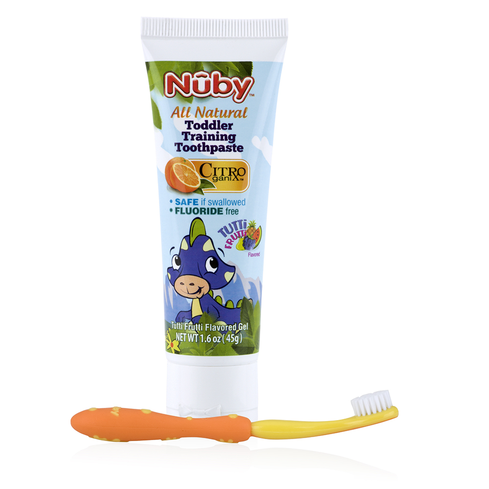 Nûby Toddler Training Toothpaste with Citroganix, 40 mL and Toothbrush ...