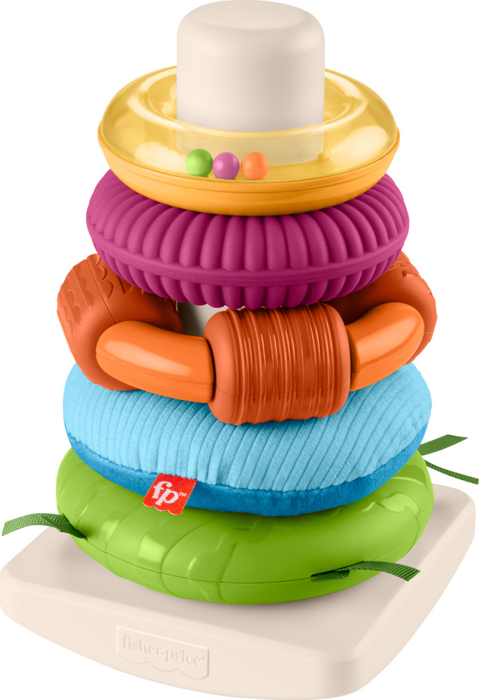 Fisher-Price - Sensory Rock-A-Stack Roly-Poly Stacking Toy with Fine Motor Activities for Babies ...